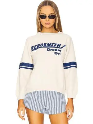 Daydreamer Aerosmith Dream On Reverse Raglan Crew - Dirty White
