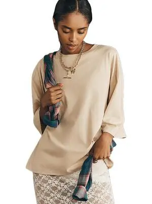 Maeve Relaxed Knit Top Beige