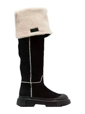Hogan Shearling-detail Knee-high Boots - Black