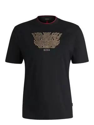 BOSS Logo-embroidered T-shirt - Black