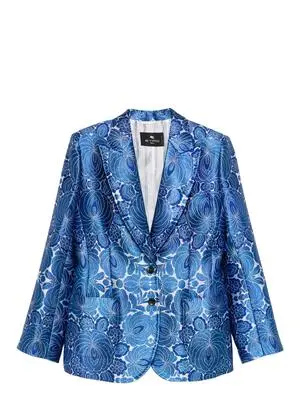 Etro Floral-jacquard Blazer - Blue