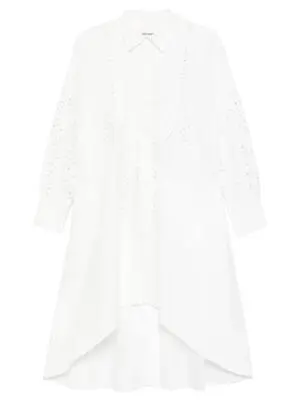 SELF-PORTRAIT Cotton Embroidered Shirt Dress - White