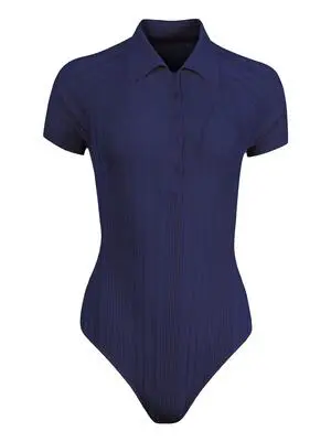 FLEUR DU MAL Fleur Du Mal Rib Polo Bodysuit Night Sky