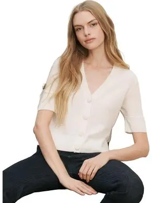 VERONICA BEARD Veronica Beard Solene Short-Sleeve Cashmere Cardigan