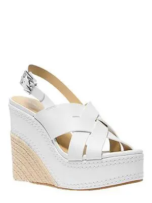 Michael Kors Michael Kors Nora Leather Wedge Sandal White