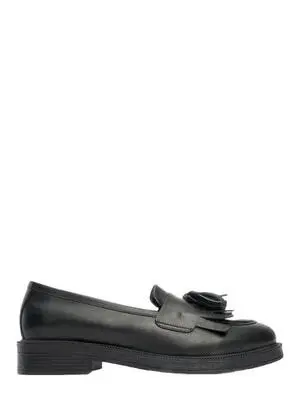 FOREVER & ALWAYS SHOES Milly Tassel Loafer - Black Leather