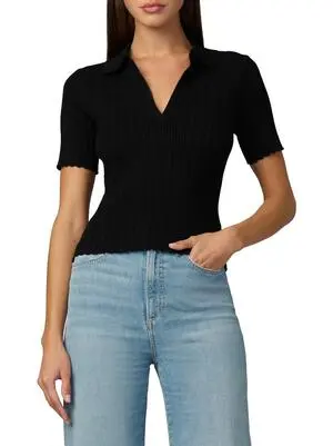 Joe's Jeans Joe's The Jess Pointelle Polo Sweater Black