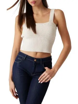 Guess Erynn Mix Stitch Crop Sweater Tank - Beige