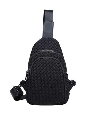 SOL AND SELENE Beyond The Horizon Woven Neoprene Sling Backpack - Black