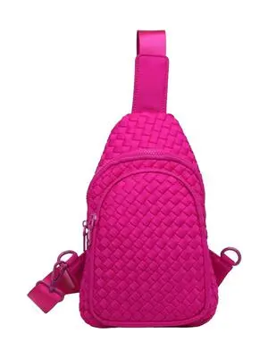 SOL AND SELENE Sol And Selene Beyond The Horizon Woven Neoprene Sling Backpack Fuchsia