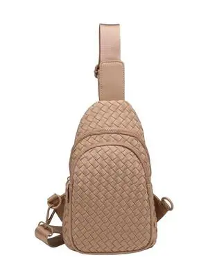 SOL AND SELENE Beyond The Horizon Woven Neoprene Sling Backpack - Nude