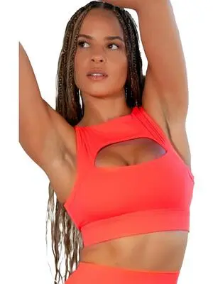 VITALITY Pulse Keyhole Longline Tank Top Neon Coral