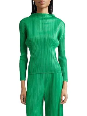 Issey Miyake Pleats Please Issey Miyake Monthly Colors February Pleated Top Green