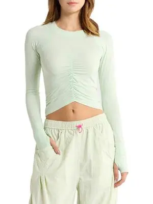 Free People FP Movement Tempo Ruched Long Sleeve T-Shirt Cactus