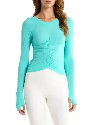 Free People Tempo Ruched Long Sleeve T-shirt - Glow Wave