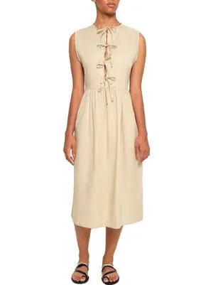 THE LULO PROJECT Hortensia Tie-Front Cotton Midi Dress