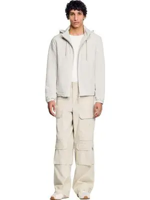 Sandro SANDRO Zip-Up Hooded Jacket Aluminum