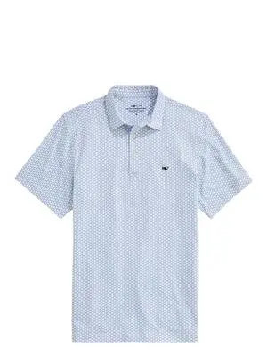 Vineyard Vines Sankaty Performance Polo Micro Fish White/blue