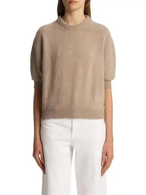 Khaite Davin Short Sleeve Cashmere Sweater - Putty