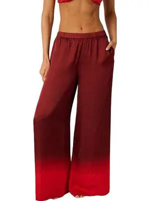 WeWoreWhat Mid-rise Satin Beach Pant - Oxblood/cherry