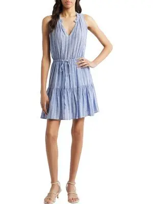 Rails Albany Stripe Tiered Linen-blend Dress - Lake View Stripe