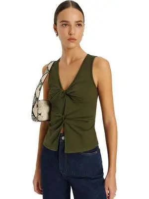 REFORMATION Tefi Knit Top Green