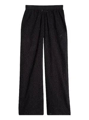 Solid & Striped The Delaney Open Knit Cotton Cover-up Pants - Noir