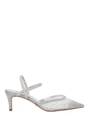 DUNE Rhinestone-embellished Mesh Slingback Courts - Silver Synthetic