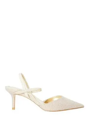 DUNE Embellished Woven Slingbacks - Gold Synthetic