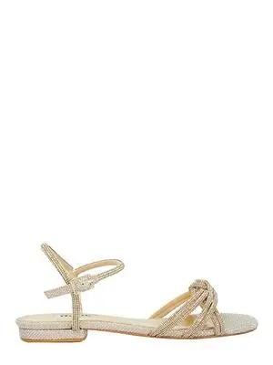 DUNE Rhinestone-embellished Metallic-woven Sandals - Gold Synthetic