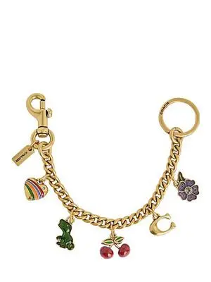 COACH® Motif Yellow-gold Plated Brass Chain Bag Charm - Multi
