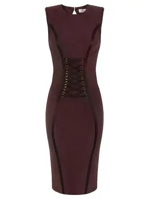 Elisabetta Franchi Crossover Lace-detail Midi Dress - Brown