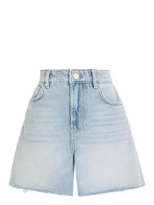 GANNI Frayed Denim Shorts - Light Denim