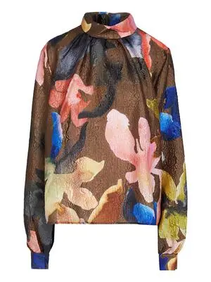 Stine Goya Floral-print Cloqué Blouse - Brown