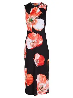 Stine Goya Floral-print Stretch-jersey Midi Dress - Black