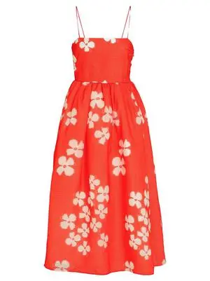 Stine Goya Yanina Floral-jacquard Midi Dress - Orange