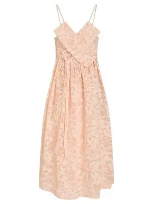 Stine Goya Lilian Embroidered Organza Midi Wrap Dress - Blush