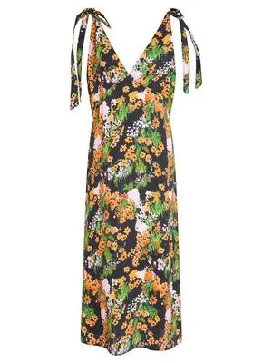 Stine Goya Naima Floral-print Tencel™-blend Satin-crepe Midi Dress - Black