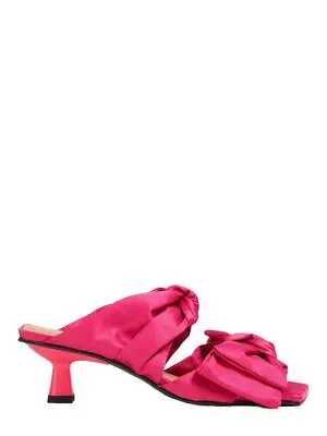 GANNI Bow-detailed Satin Mules - Fuchsia