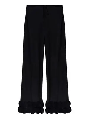 Oseree Floral-appliqué Trousers - Black