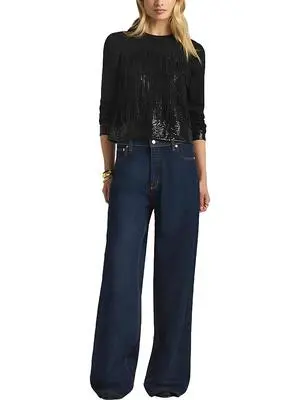 ST. JOHN St. John Sequined Fringed Blouse