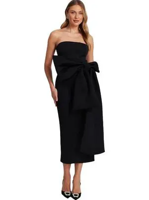 QUIZ Strapless Bow Detail Maxi Dress Black