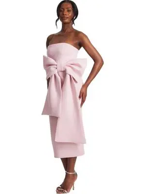 QUIZ Strapless Bow Detail Maxi Dress Pale Pink