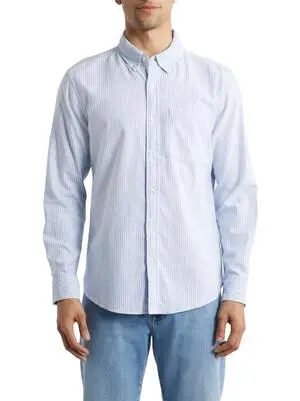 FAIR HARBOR Salty Oxford Dress Shirt - Light Blue Stripe