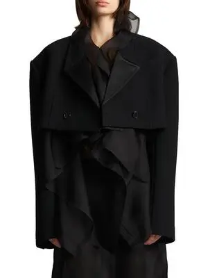 Khaite Nando Oversize Crop Jacket - Black