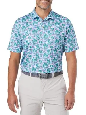FAIR HARBOR Compass Print Polo Blue Paradise