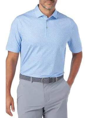 FAIR HARBOR Compass Print Polo Light Blue Geo