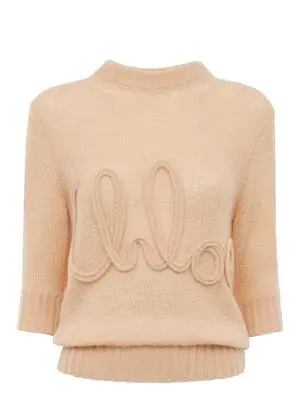Chloé CHLOÉ Elbow-Sleeve Logo Jumper Orange