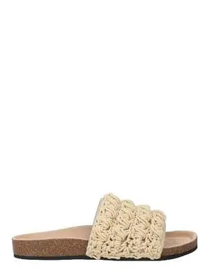 JW Anderson Leather And Crochet-knit Technical Sandals - Beige