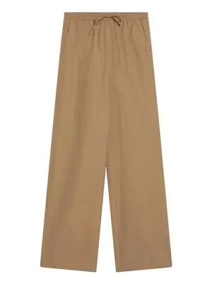 LOULOU STUDIO Cotton Wide Leg Trousers - Beige
